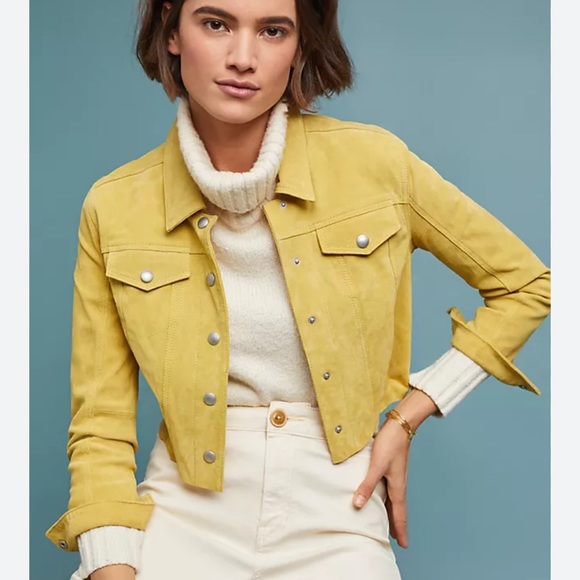 Blank NYC | Jackets & Coats | Blank Nyc Yellow Suede Trucker Jacket ...